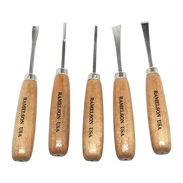 U.J. RAMELSON #106 BASIC STRAIGHT HANDLE WOODCARVING 5 PIECE SET ...